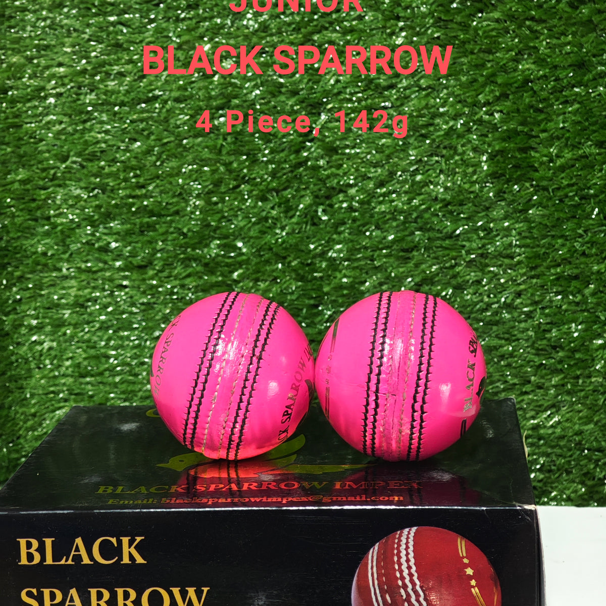 Black Sparrow- Junior cricket leather ball-4 Piece- 142g-Set of 2 ball ...